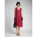 Maroon red chiffon flapper dress with drape and bow – LaVieDelight