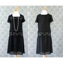 Black flapper dress with chiffon and lace with flutter sleeves ...